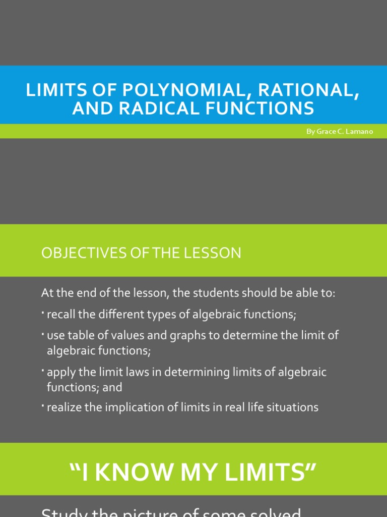 Limits of Polynomial, Rational, and Radical | PDF | Teaching Methods ...