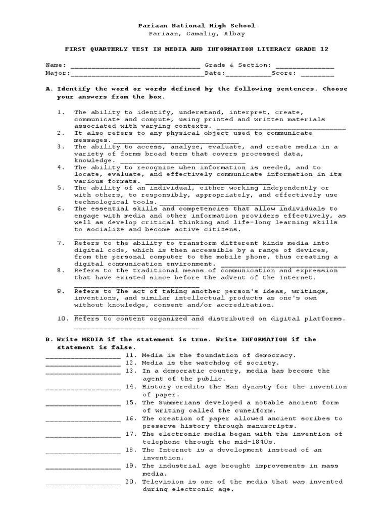 Mil Exam | PDF | Mass Media | Communication