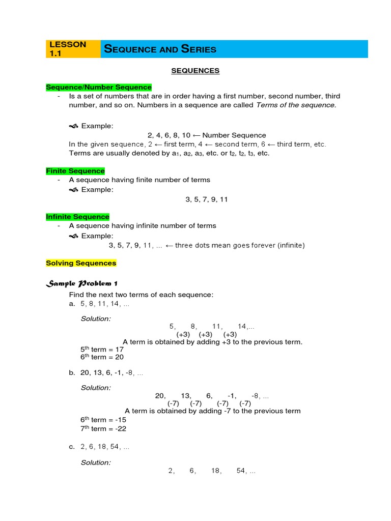 Outline For Math G10 | PDF | Sequence | Mathematical Concepts
