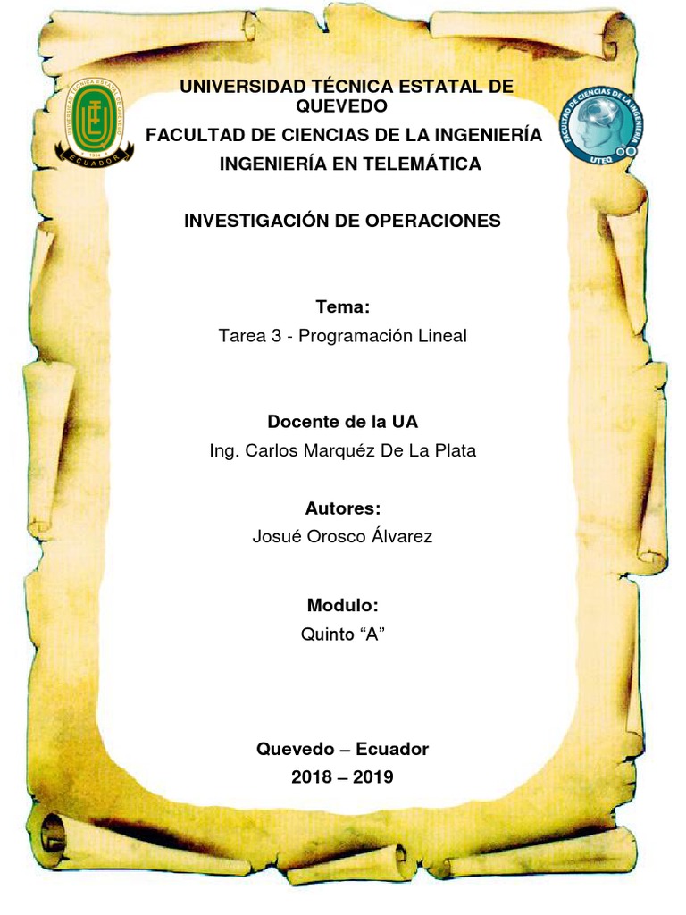 Deber 3-Programacion Lineal | PDF | Optimización Matemática | Algoritmos