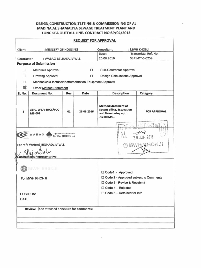 33P1-DT-S-0259 MES - Secant Piling, Dewatering & Excavation PDF | PDF ...