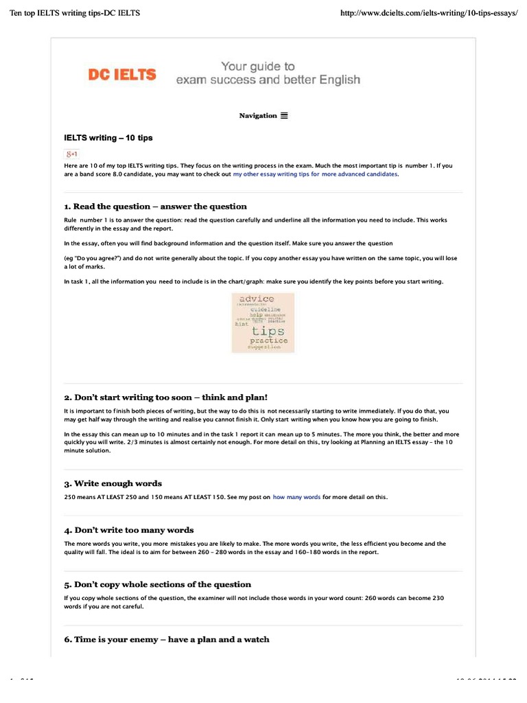 10+ Top IELTS Writing Tips | PDF | International English Language ...