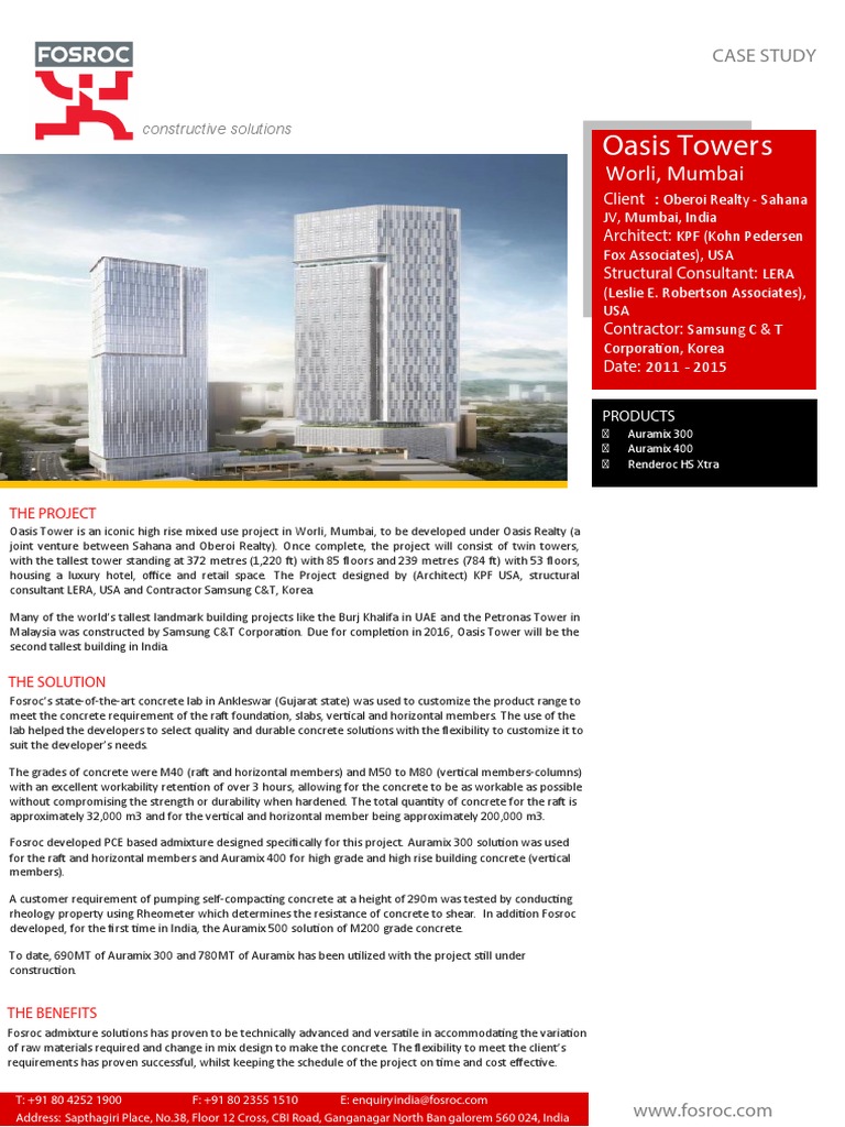Case Study Oasis Towers | PDF | Concrete | Civil Engineering