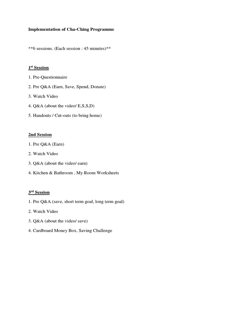 Cha-Ching Programme Overview | PDF