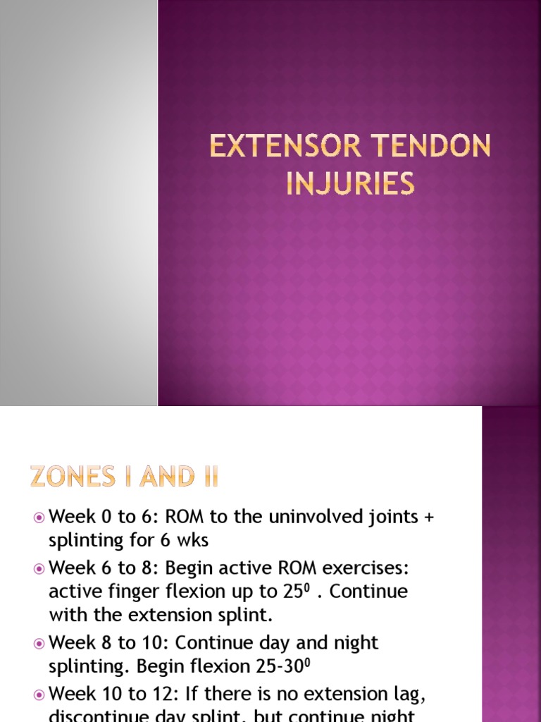 Extensor Tendon Injuries | PDF | Anatomical Terms Of Motion | Joints