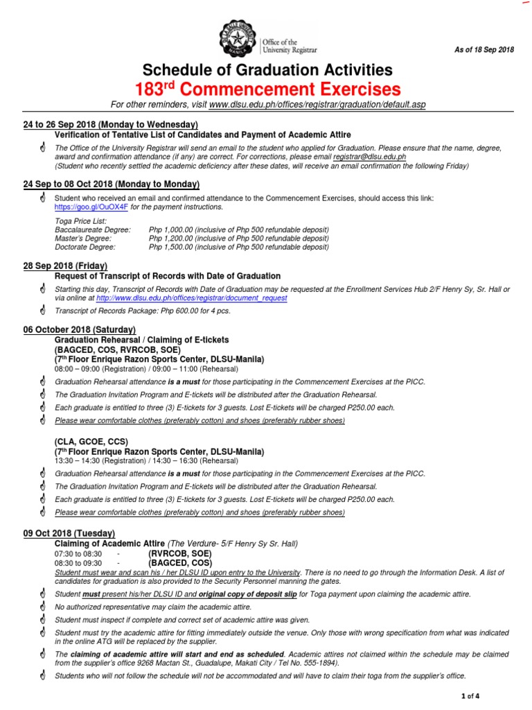 DLSU Grad Activities 2018 | PDF | Graduation | Thesis