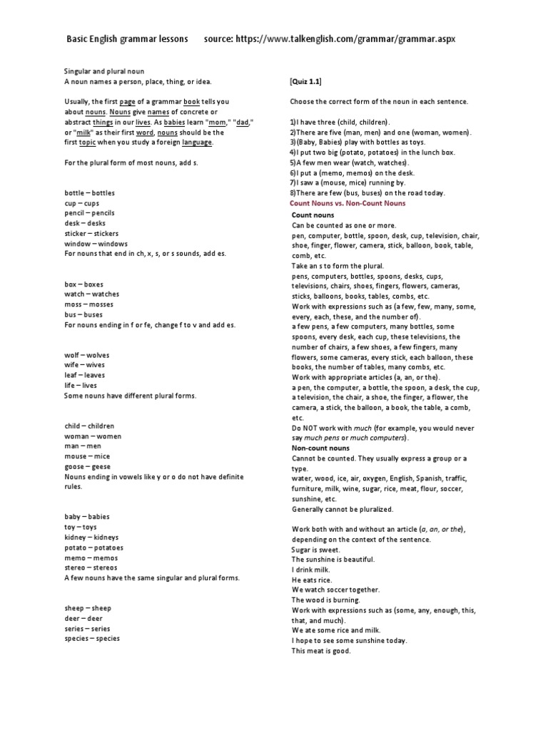 Basic English Grammar Lesson | PDF | Perfect (Grammar) | English Grammar