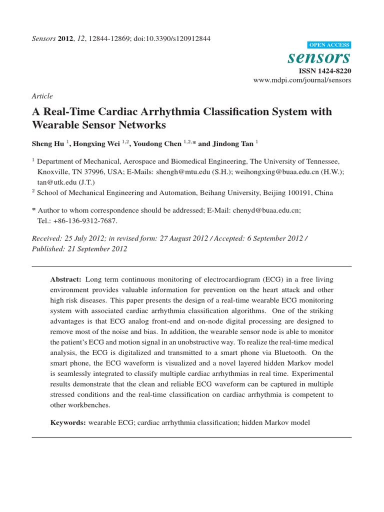 A Real Time Cardiac Arrhythmia Classification System With Wearable ...