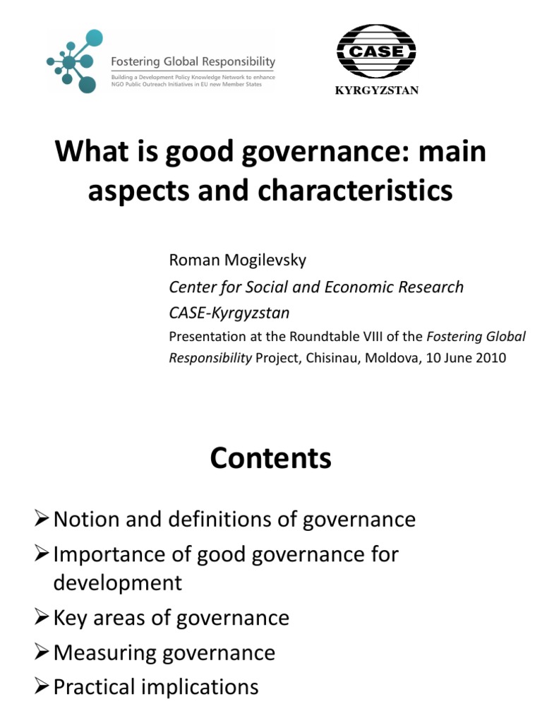What Is Good Governance: Main Aspects and Characteristics: Roman ...