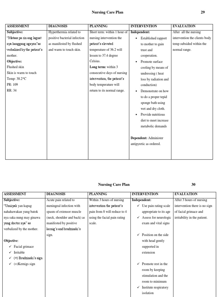 Nursing Care Plan Fever | PDF | Nausea | Health Sciences