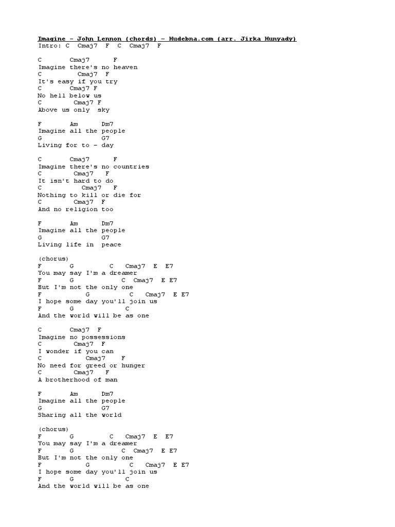 Imagine - John Lennon (Chords) | PDF