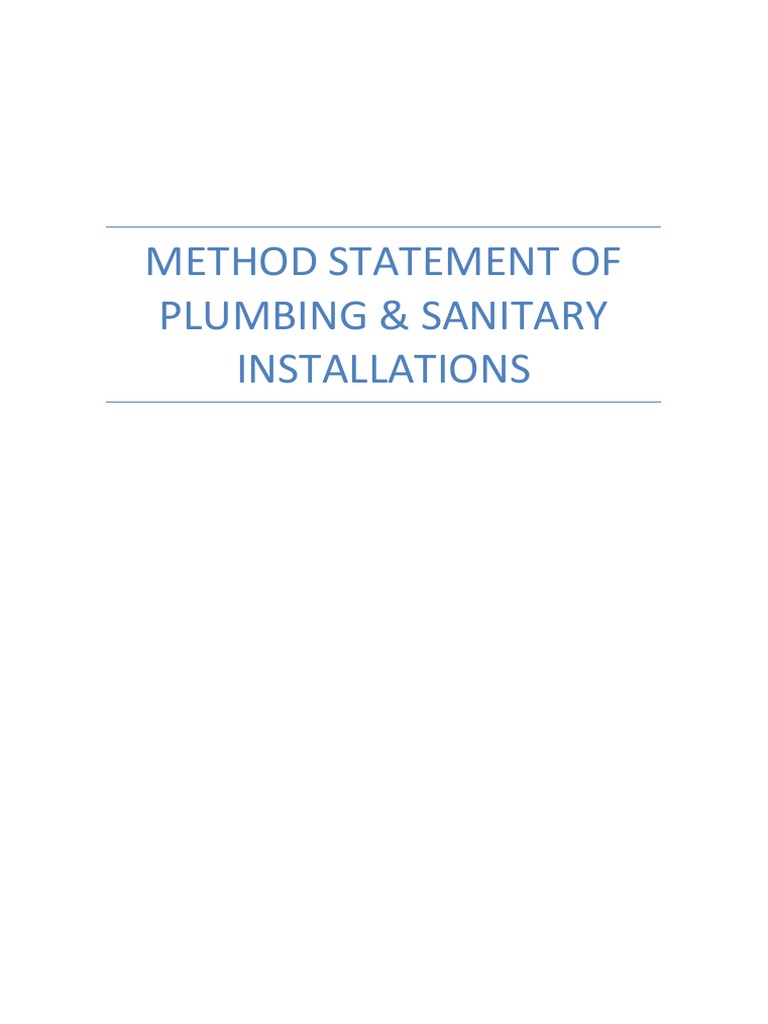 Plumbing Method Statement | PDF | Plumbing | Pipe (Fluid Conveyance)