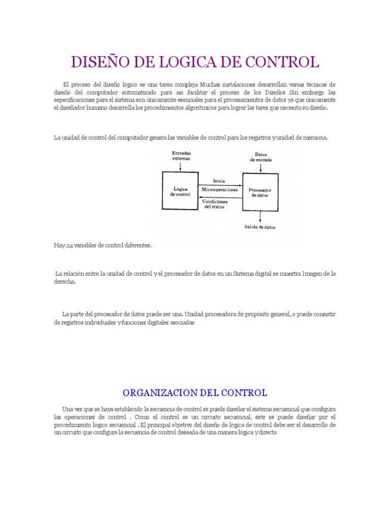 Diseño Logico de Control | PDF | Almacenamiento de datos de la ...