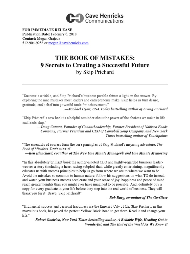 The Book of Mistakes - Press Kit | PDF | Leadership | Books
