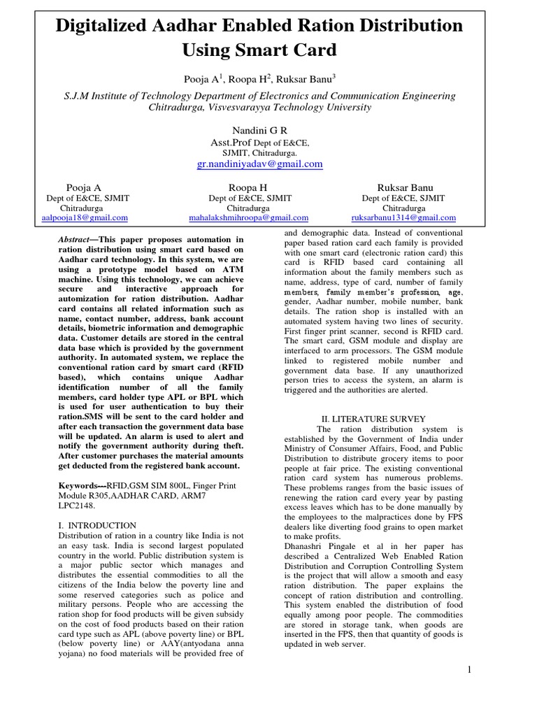 Ieee Paper For Automated Ration Distribution Using Smart Card | PDF ...