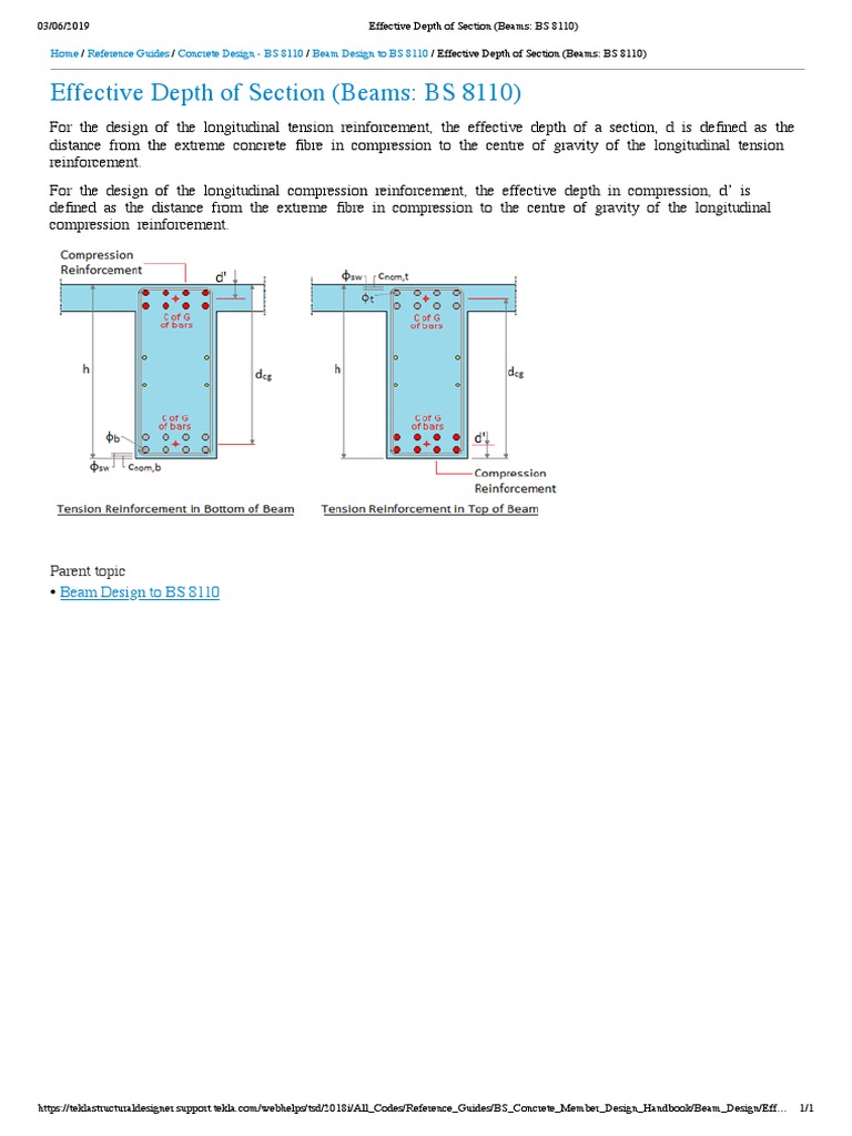 Effective Depth of Section (Beams - BS 8110) | PDF | Technology ...