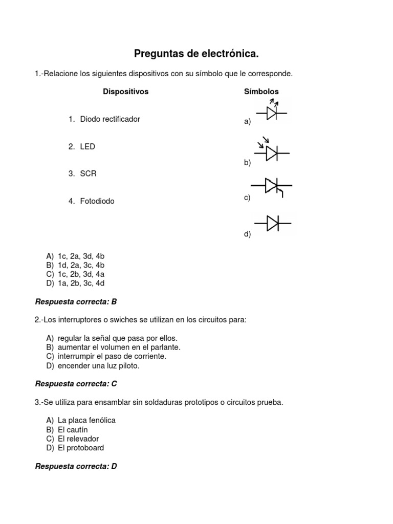 10 Preguntas de La Asignatura de Electrónica Propuestas | PDF ...