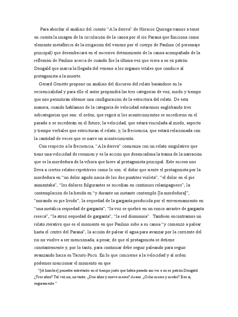 Análisis de A La Deriva de Horacio Quiroga | PDF