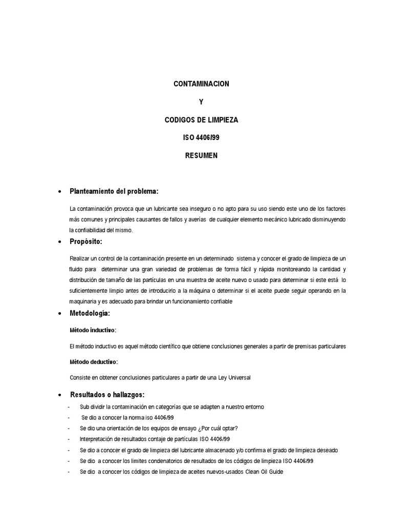 Codigos de Limpieza Iso 4406-99 | PDF