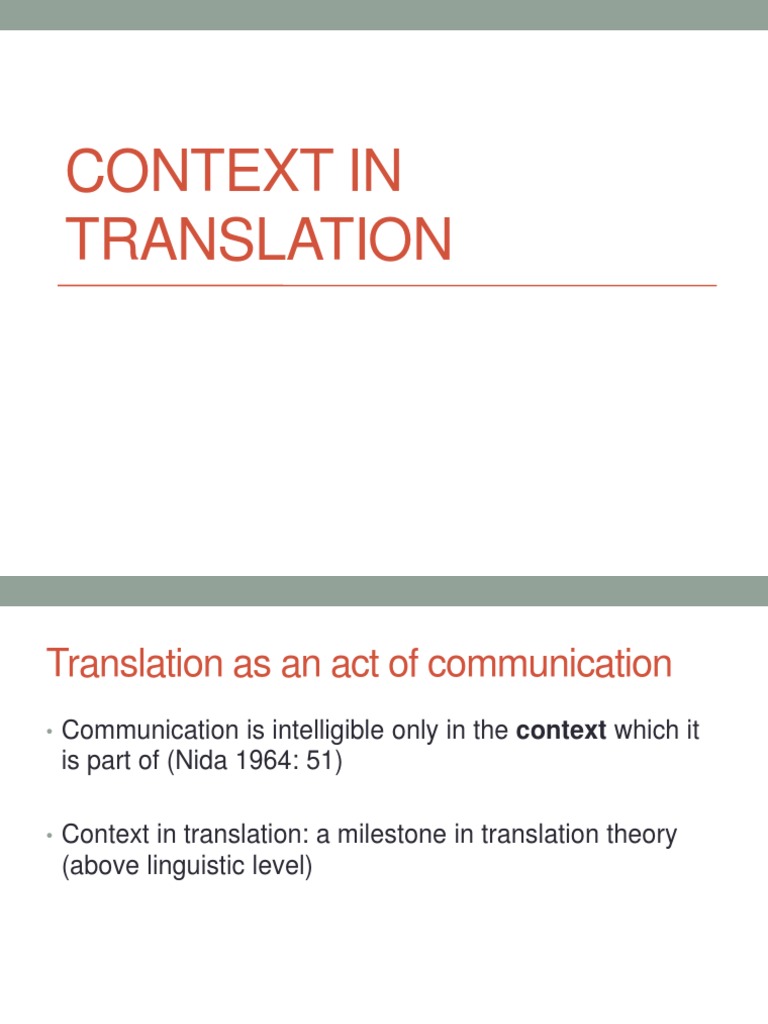 Contextual Factors in Translation | PDF | Semantics | Context (Language ...