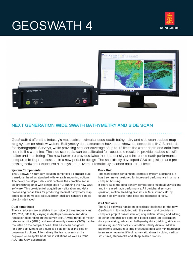 Wide Swath Bathymetry and Side Scan Sonar Geoswath 4 | PDF | Sonar ...