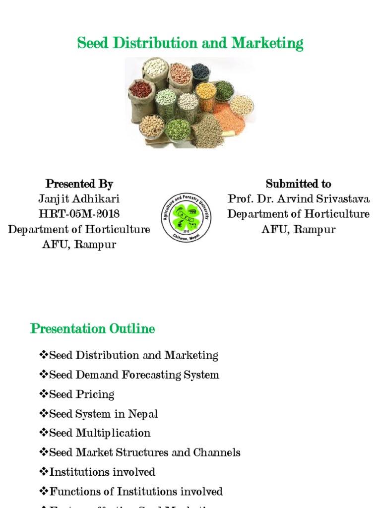 Seed Distribution and Marketing Overview | PDF | Pricing | Agriculture
