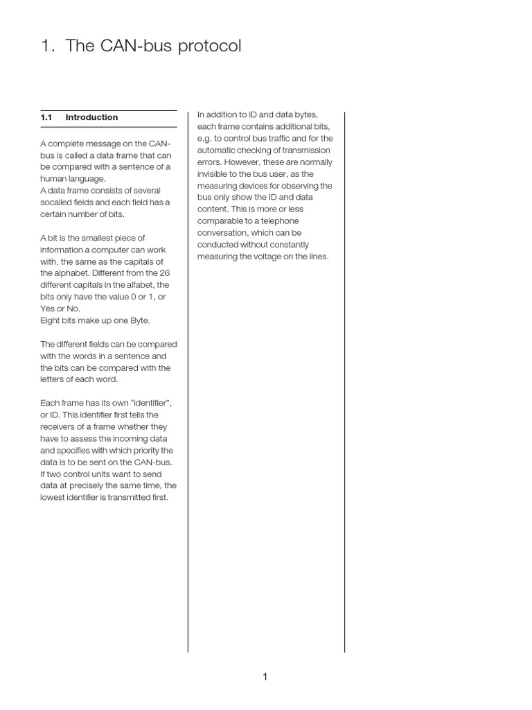 The CAN-bus Protocol | PDF | Bit | Electronics