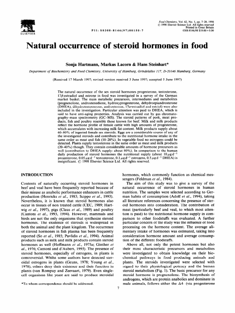 Natural Occurrence of Steroid Hormones in Food PDF | PDF | Estrogen ...