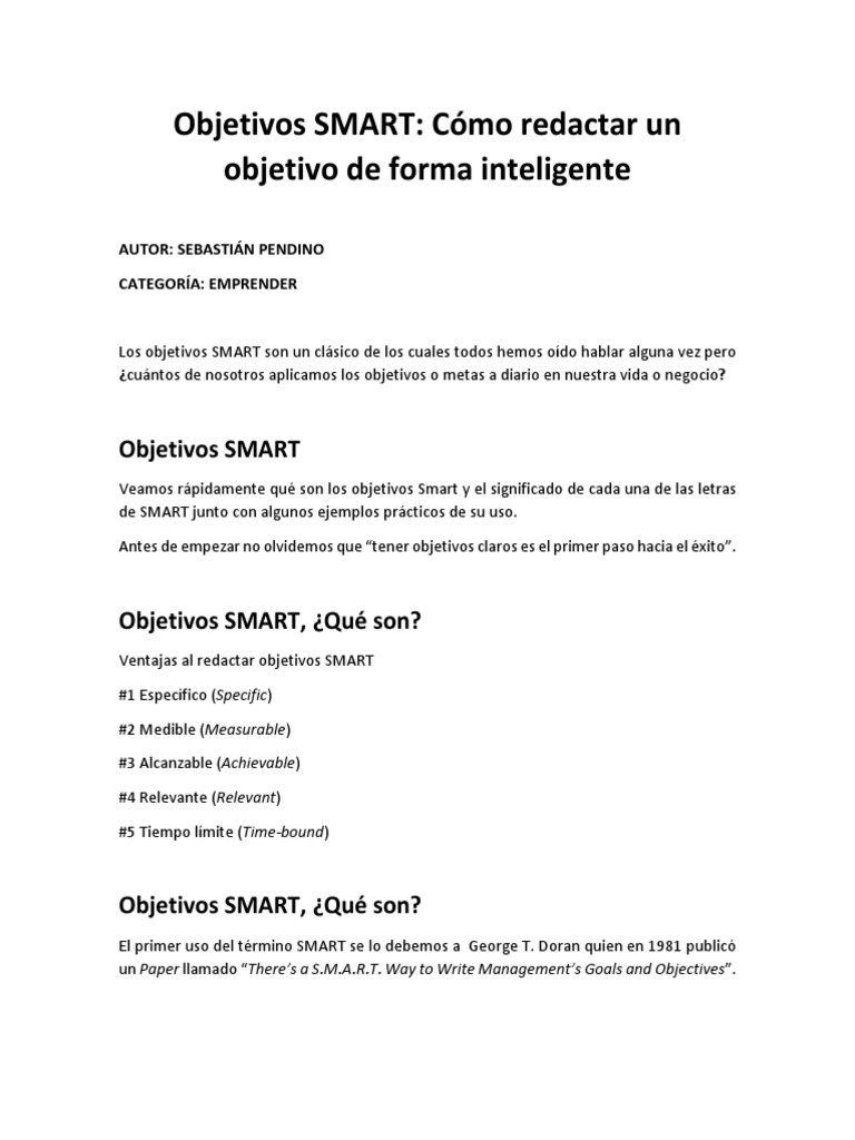 Objetivos Smart | PDF | Blog | Business