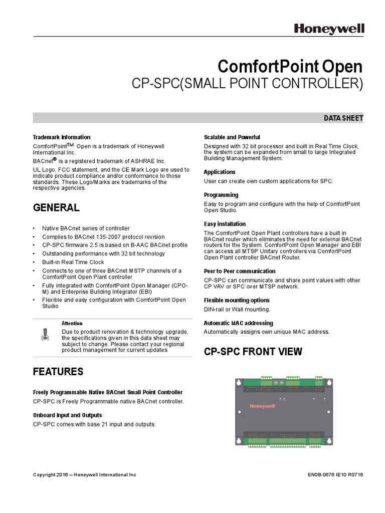 Comfortpoint Open: CP-SPC (Small Point Controller) | PDF | Switch | Sensor