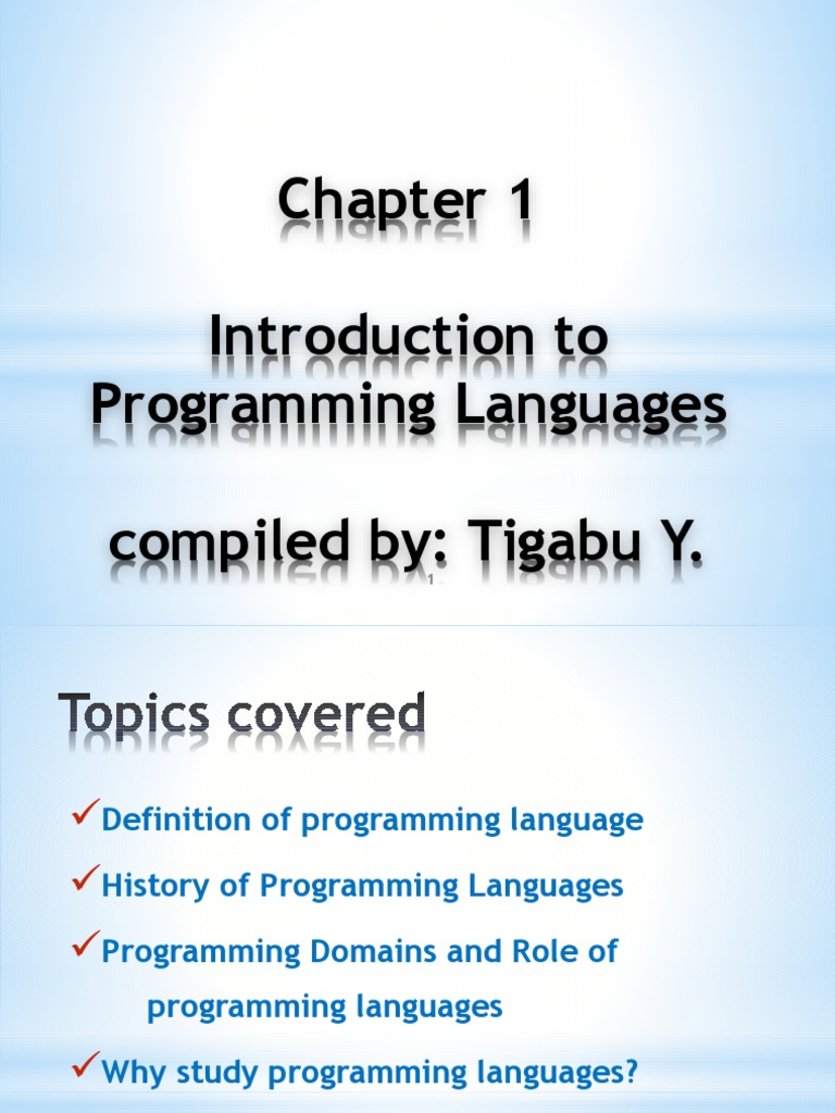 Introduction To Programmin Lanuages | PDF | Programming Language | Computer Programming