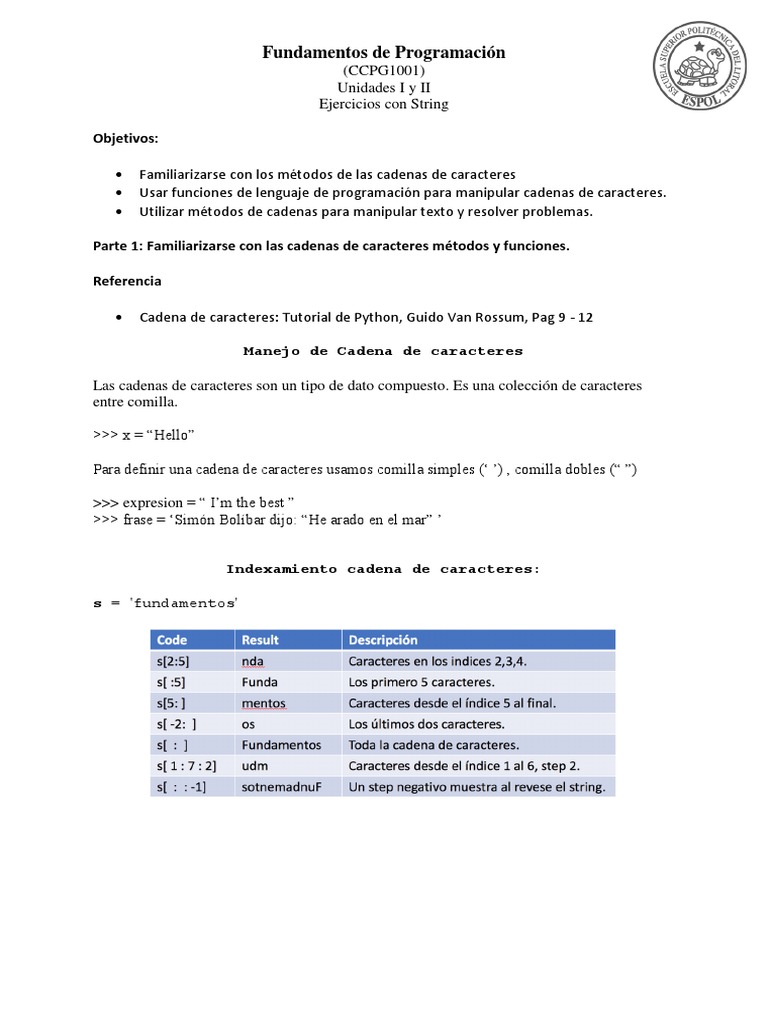 Funciones De String 1 Pdf Python Lenguaje De Programación 0209