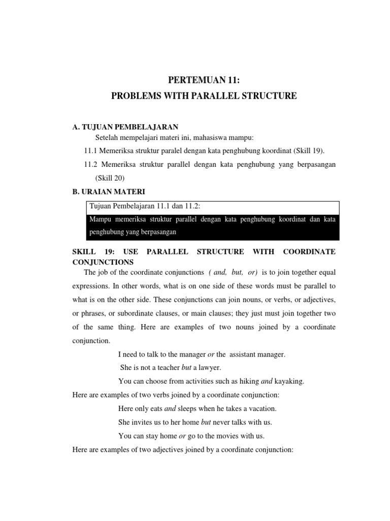 Mastering Parallel Structure Skills | PDF | Adjective | Phrase