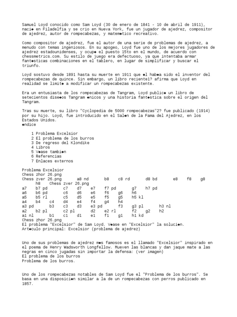 Sam Loyd | PDF | Matemáticas recreativas | Teoría del ajedrez