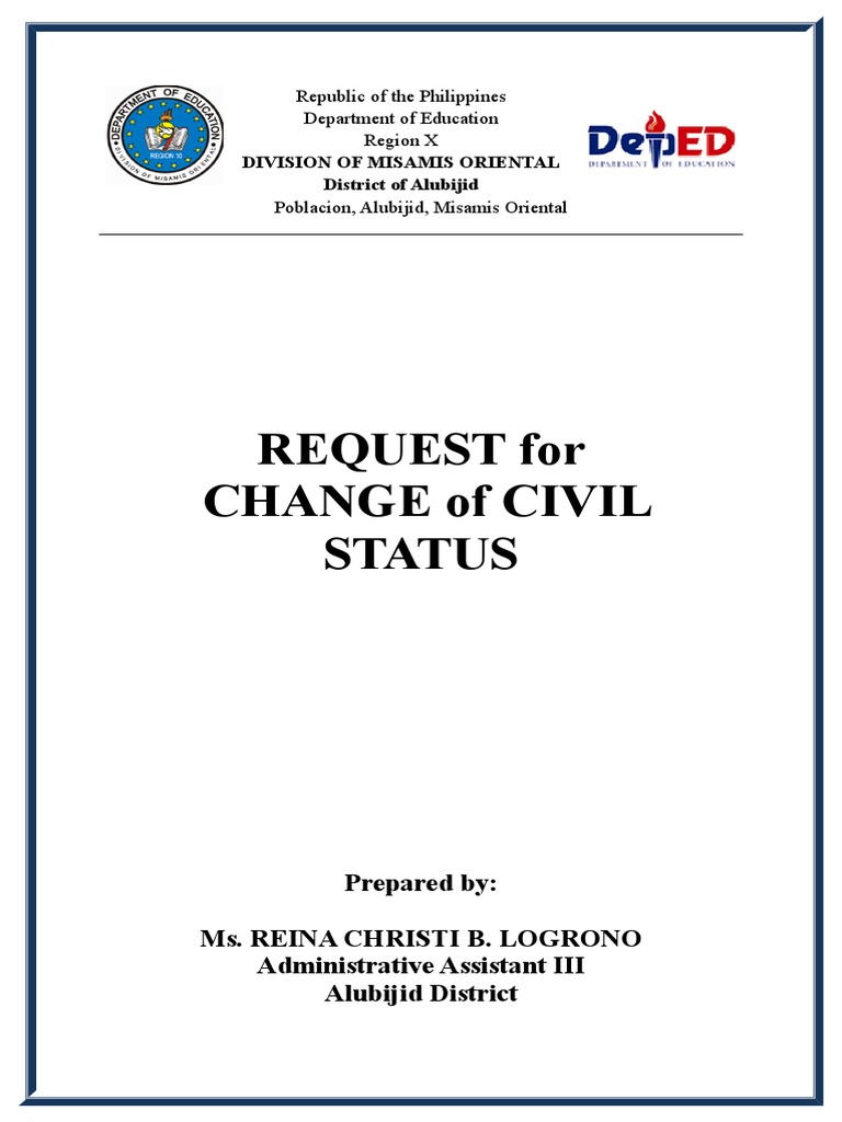 Civil Status Change Request Form | PDF
