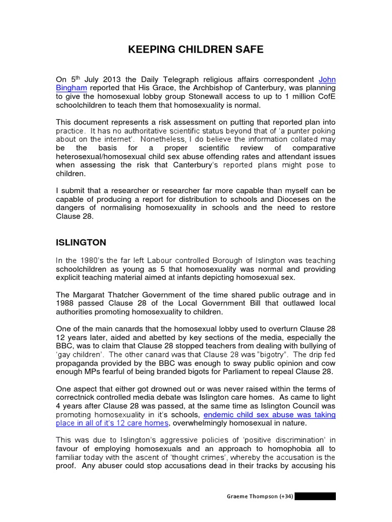 Risk Assessment of Homosexuality in Schools | PDF | Pedophilia ...