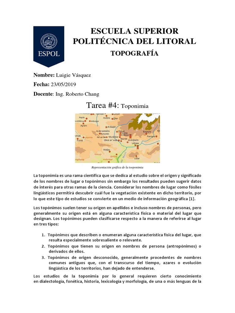 Significado y tipos de toponimia | PDF