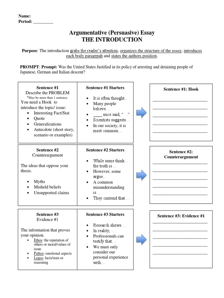 Argumentative Persuasive Essay Worksheet | PDF | Logos | Essays