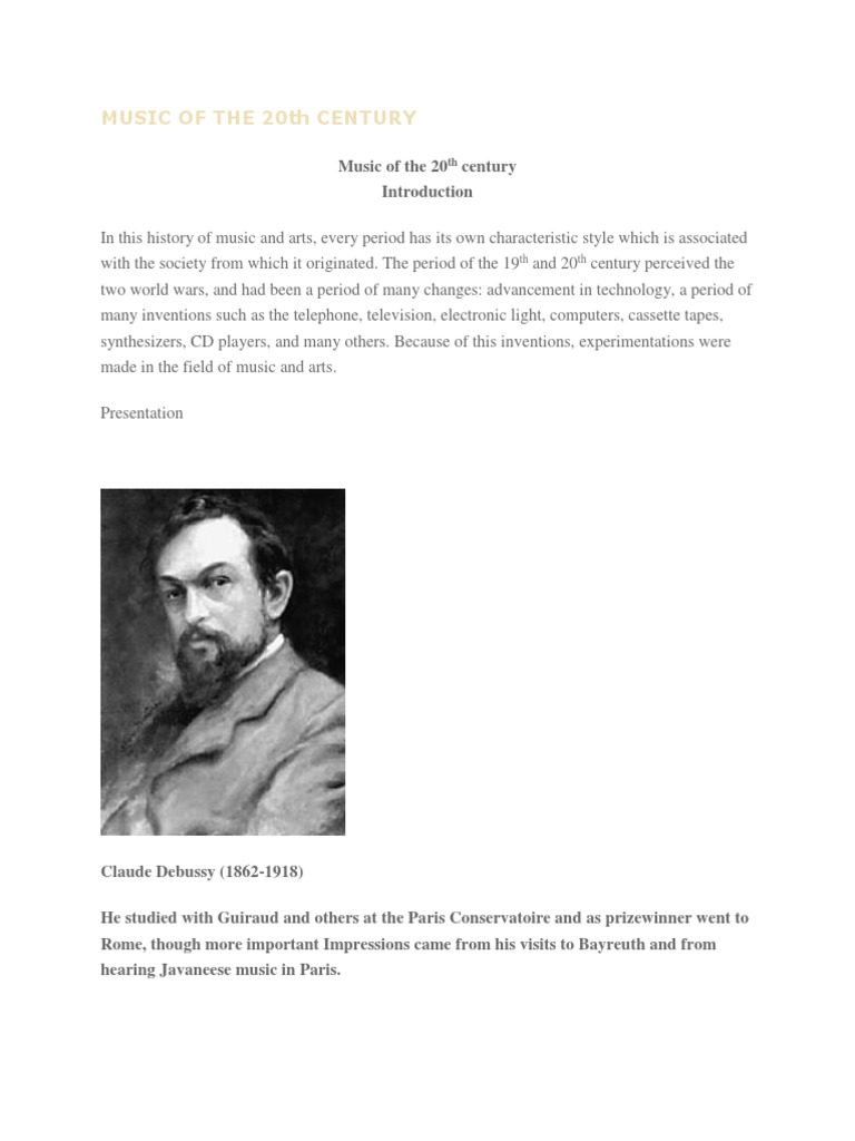 20th Century Music: Styles & Composers | PDF | Impressionism ...