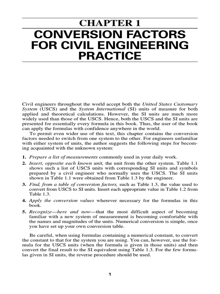 Civil Engineering Unit Conversion Factors | PDF | Ton | Ounce