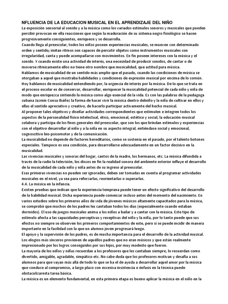 Educación Musical en la Infancia | PDF | Inteligencia | Ritmo