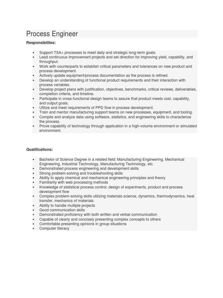 Process Engineer | PDF