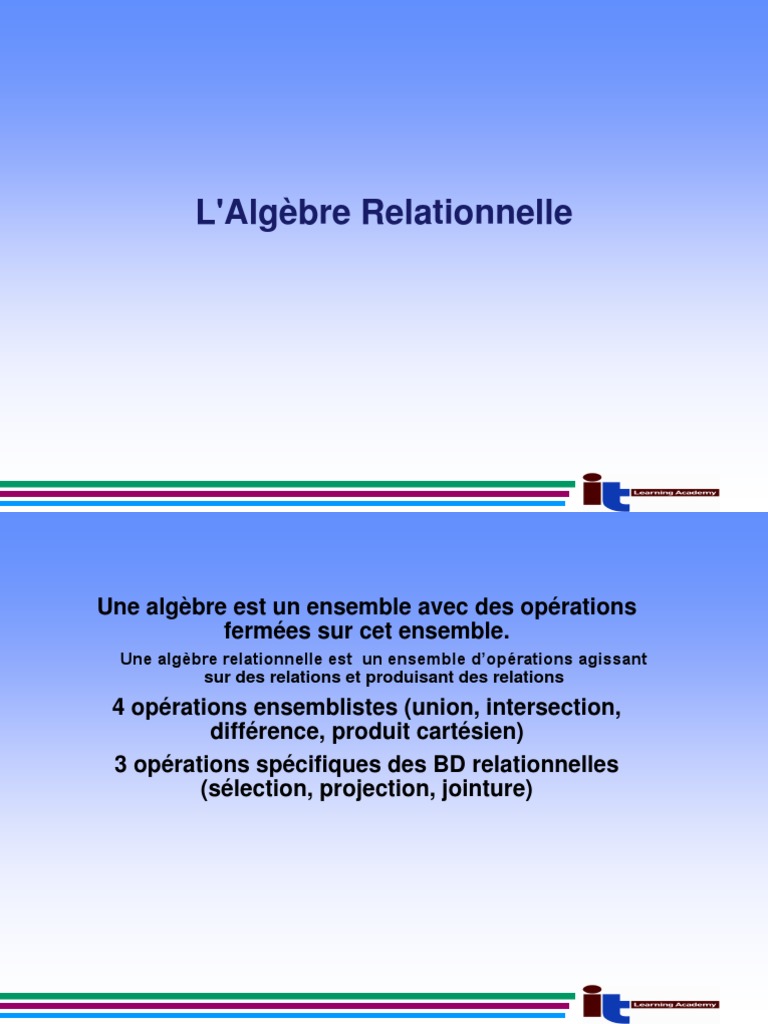 #1-Alg+®bre Relationnelle +les Formes Normales | PDF | Bases de données | Données informatiques
