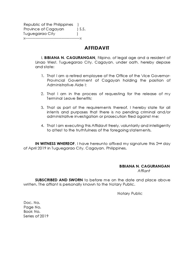 Affidavit of No Pending Case | PDF