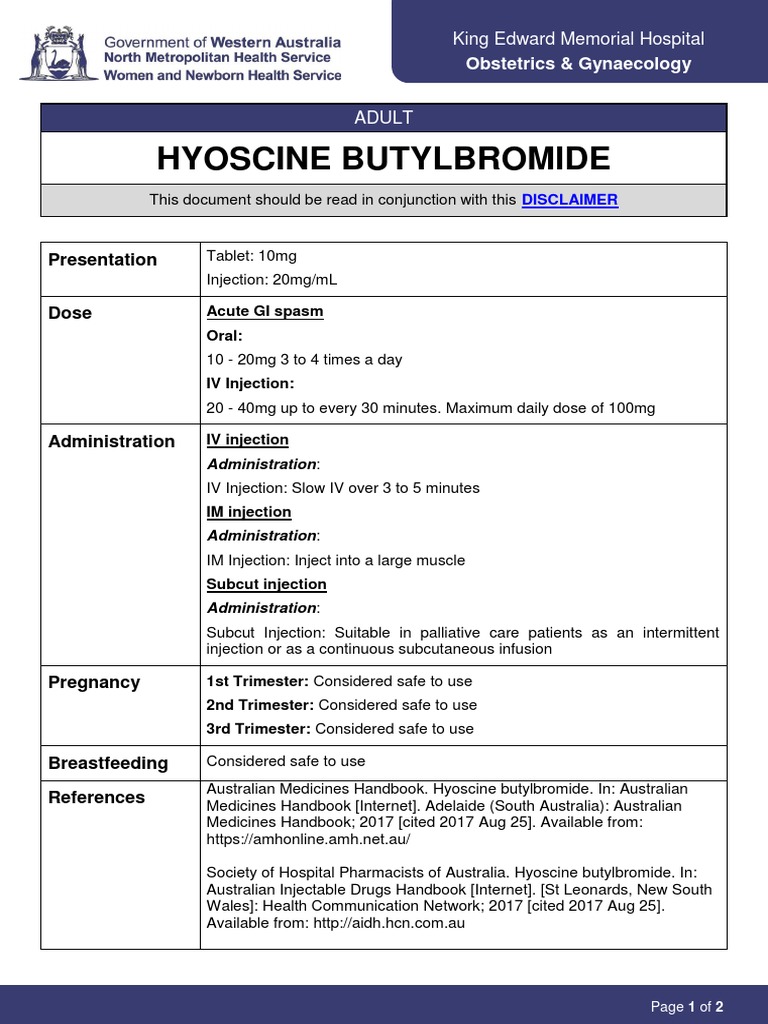 Hyoscine Butylbromide | PDF | Injection (Medicine) | Pharmacy