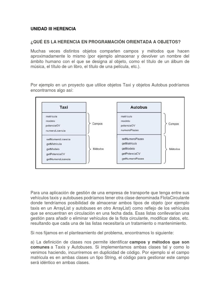 Unidad III Herencia | PDF | Herencia (Programación Orientada a Objetos ...