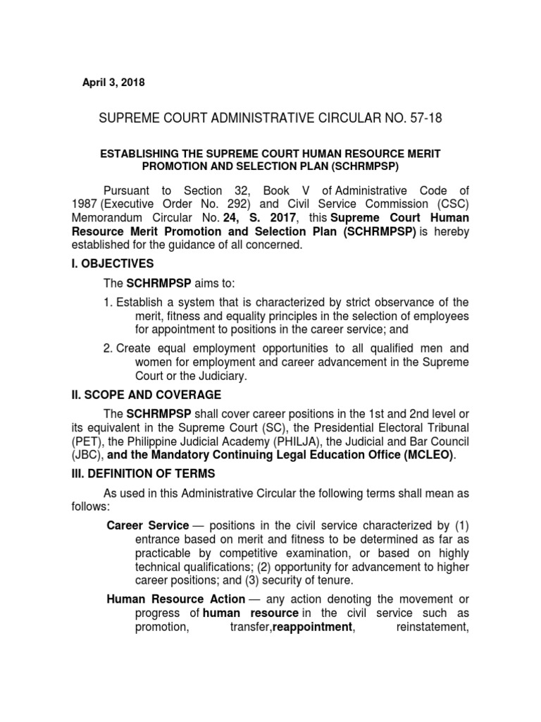 Supreme Court Administrative Circular No. 57-18: April 3, 2018 | PDF ...