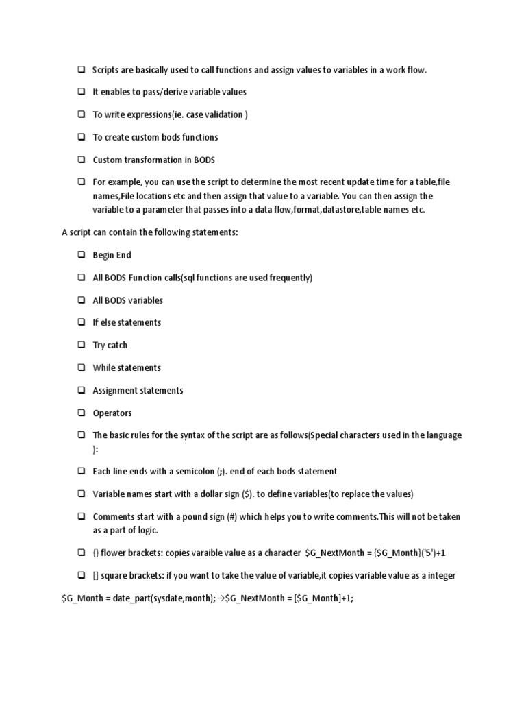Bods Scripting Pdf Variable Computer Science Subroutine