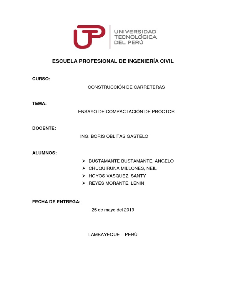 Ensayo de Proctor Estandar PDF | PDF | Densidad | Rieles