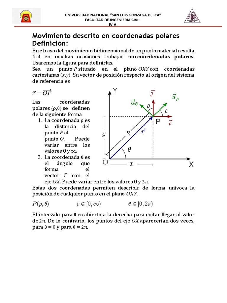 Movimiento Descrito en Coordenadas Polares | PDF | Sistema coordinado | Vector Euclidiano